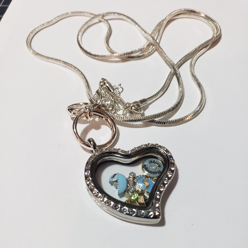 Silver Hallmark Floating Locket Baby Boy - Gem